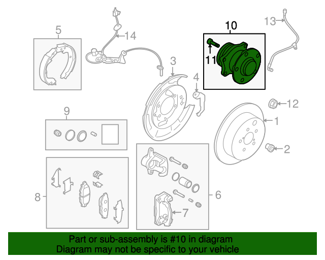 2010-2014 Subaru 2010-2012 Subaru Outback & Legacy Rear Wheel Hub ...