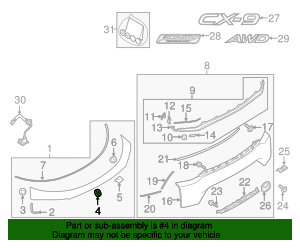 Mazda OEM Upper Molding Retainer Clip Part# TK80-51-W24 | OEM Vehicle Parts