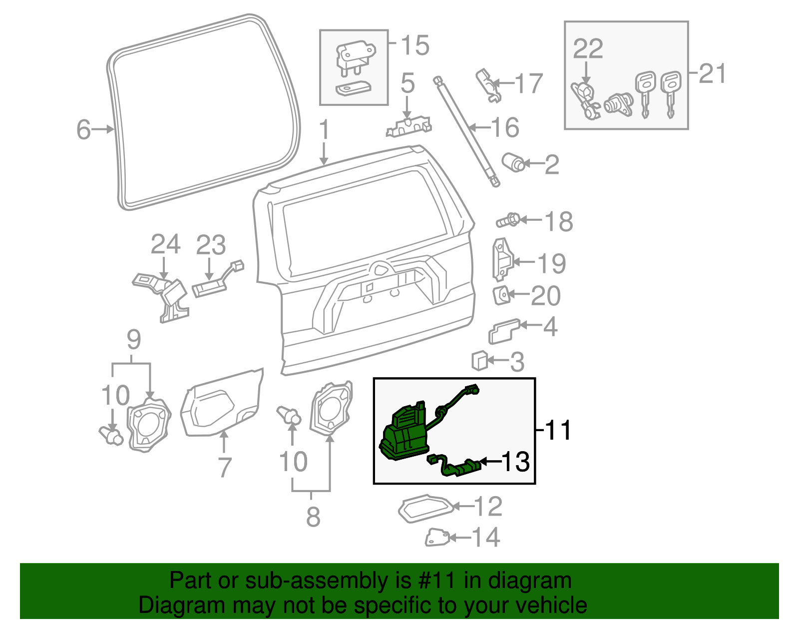 69110-35110 - 2010-2022 Toyota 4Runner - Lock Assembly, Back Door, With ...