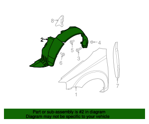 2007-2011 Chevrolet Aveo Fender Liner - Passenger Side (RH) 96648531 ...