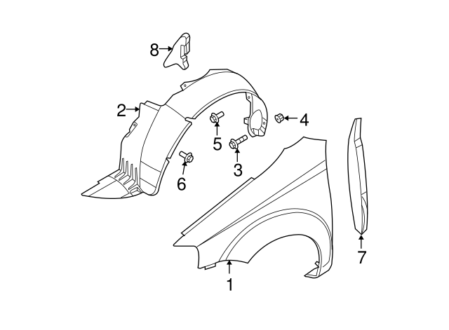 2007-2011 Chevrolet Aveo Fender Liner - Passenger Side (RH) 96648531 ...