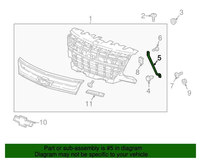 2017-2020 Chevrolet Colorado Front Grille Support Bracket 84116241 GM ...