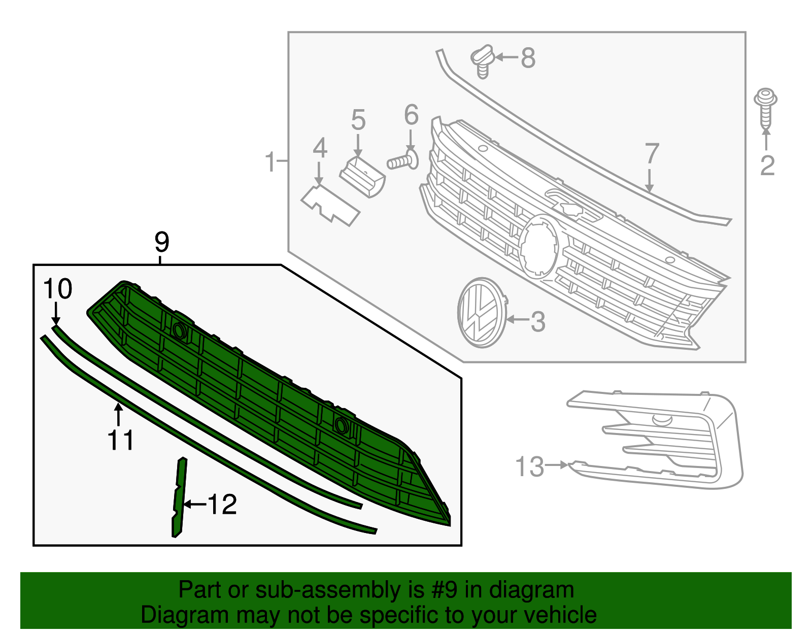 2016-2019 Volkswagen Passat Lower Grille 561-853-671-F-FOD | Wolfsburg ...