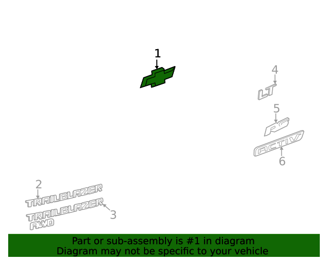 42617441 - Emblem 2021-2024 Chevrolet Trailblazer | Big 3 Auto Parts