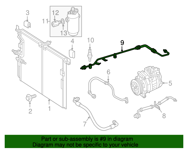 463-830-58-00 - A/C Refrigerant Liquid Hose 2016-2018 Mercedes-Benz ...