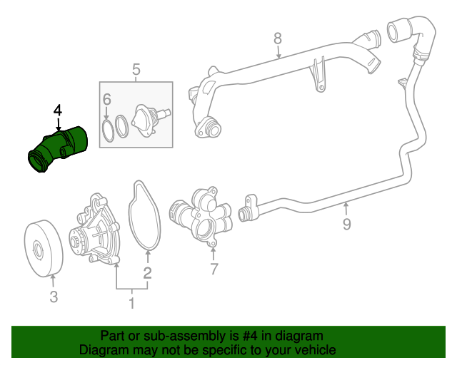 271-200-12-56 - Engine Coolant Thermostat Housing 2003-2005 Mercedes ...