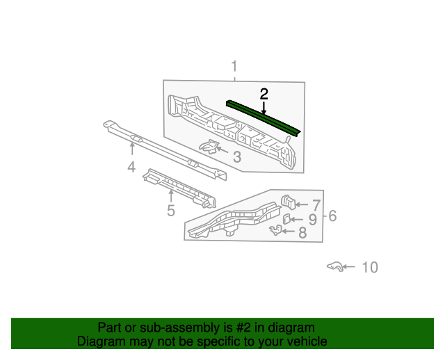 65765-S9V-A00ZZ - Beam, Rear Bumper (Upper) - 2003-2008 Honda Pilot ...