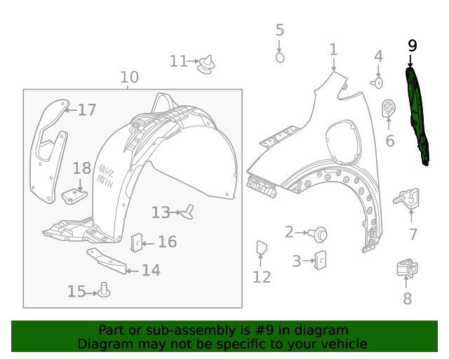 2022-2023 Chevrolet Bolt EUV Fender Insulator 42601904 | GMPartsDirect.com