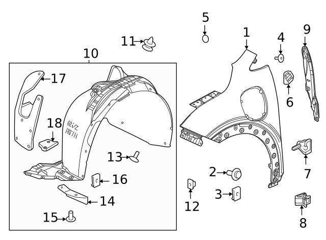 2022-2023 Chevrolet Bolt EUV Fender 42782630 | TascaParts.com