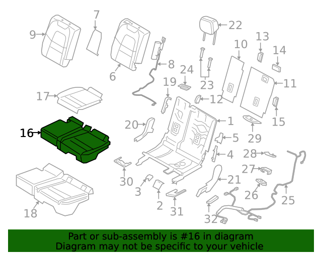 2019-2024 Porsche Cayenne Seat Cushion Pad 9Y0-885-375-S | Porsche Marin