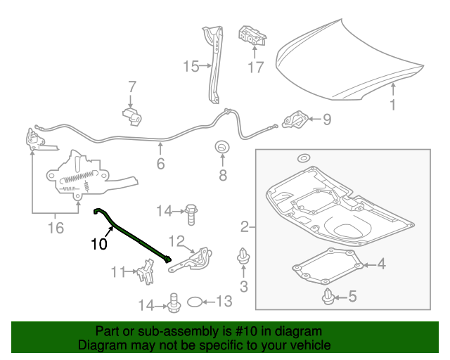 53440-21030 - Hood / Trunk Prop Rod 2011-2016 Scion tC ...
