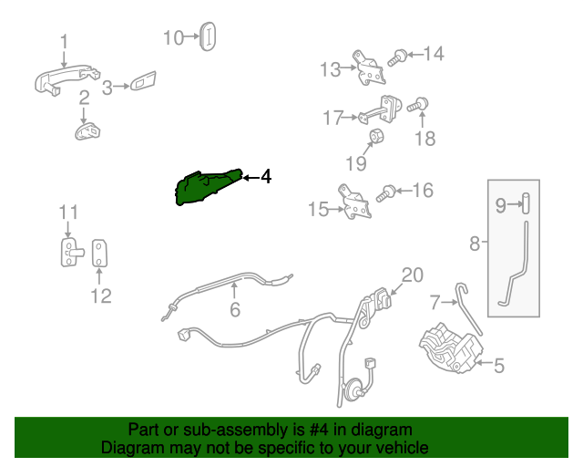 2010-2021 GM Handle Base 42527448 | GMPartsDirect.com