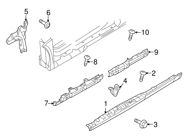 2010-2015 Audi R8 Rocker Molding 420-853-855-D-GRU | Audi USA Parts