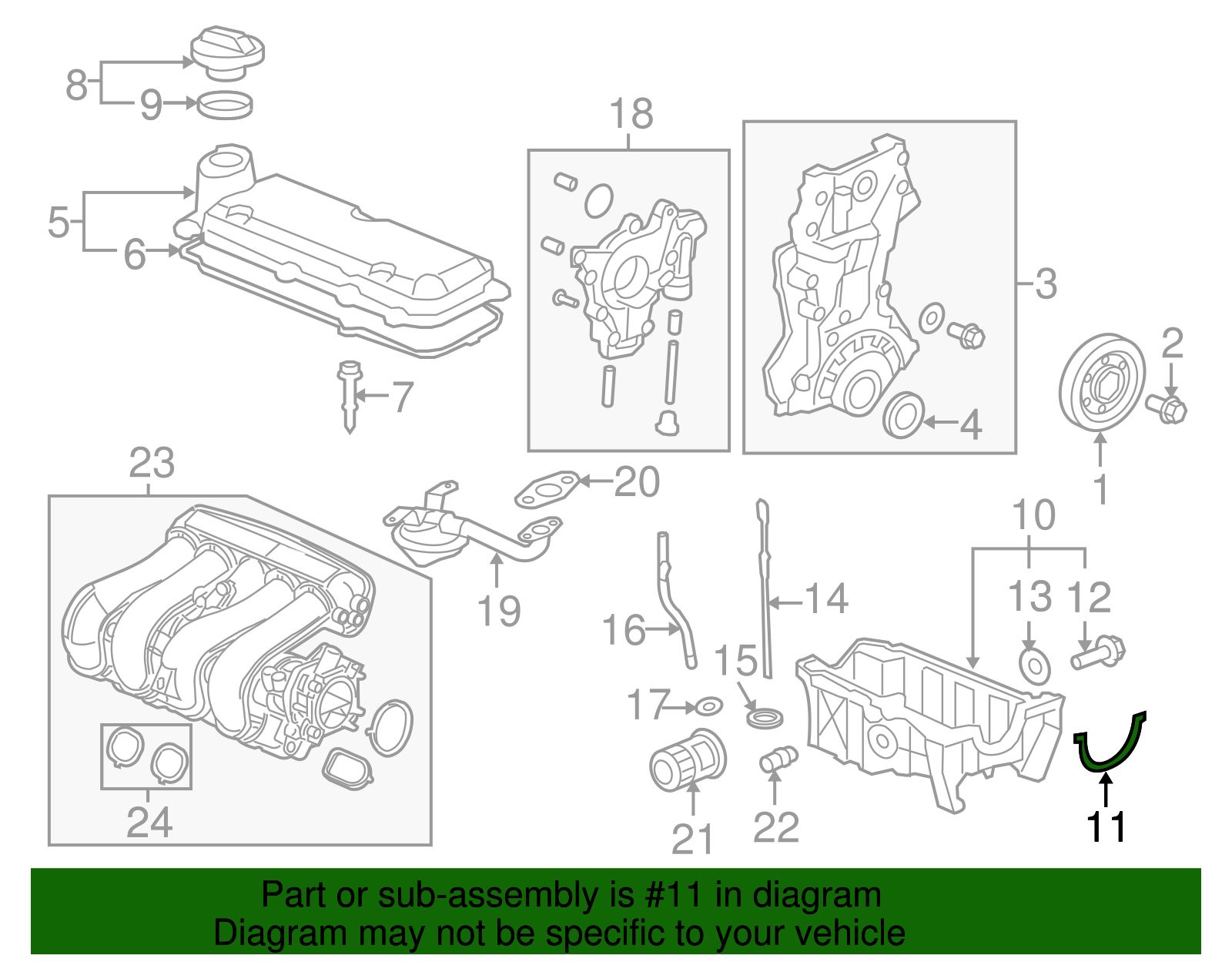 11203-PWA-003 - Engine Oil Pan Gasket 2008-2022 Honda | Honda Parts Online