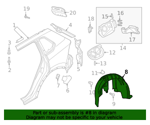 2018-2024 Volkswagen Tiguan Wheelhouse Liner 5NL-810-971-A | vwpartscente