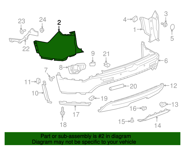 2020-2023 GMC Acadia Primed Driver Side Rear Bumper Upper Fascia ...
