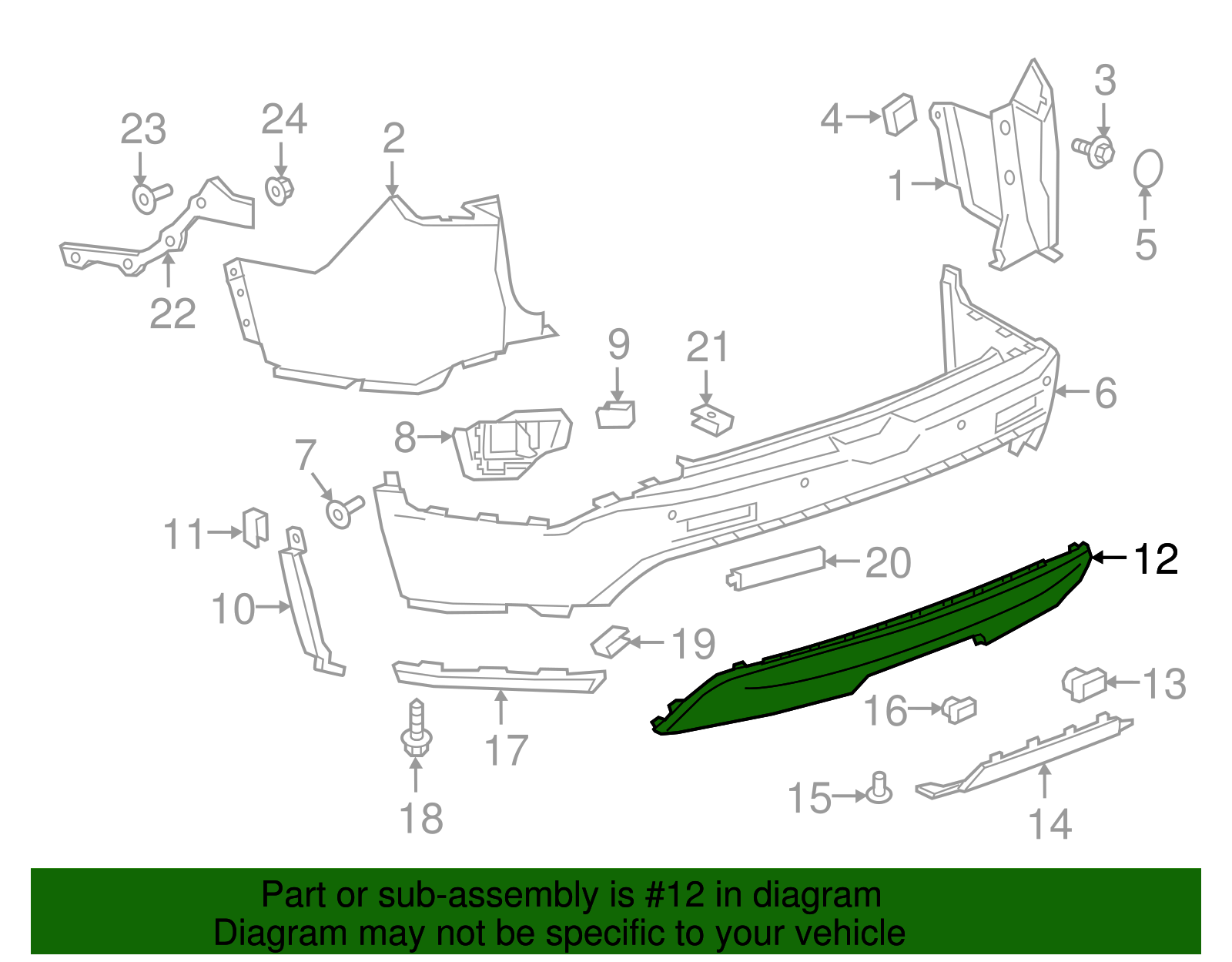 2017-2019 GMC Acadia Silver Metallic Rear Bumper Fascia Lower Skid ...