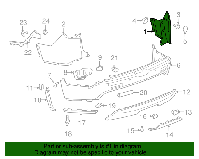 2017-2019 GMC Acadia Rear Passenger Side Upper Bumper Cover 84517233 ...
