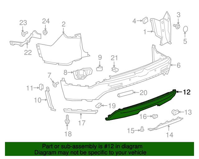 2017-2019 GMC Acadia Silver Metallic Rear Bumper Fascia Lower Skid ...