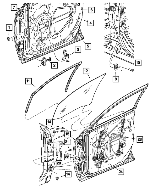2004 Chrysler Pacifica Front Door Glass Run Weatherstrip, Right ...