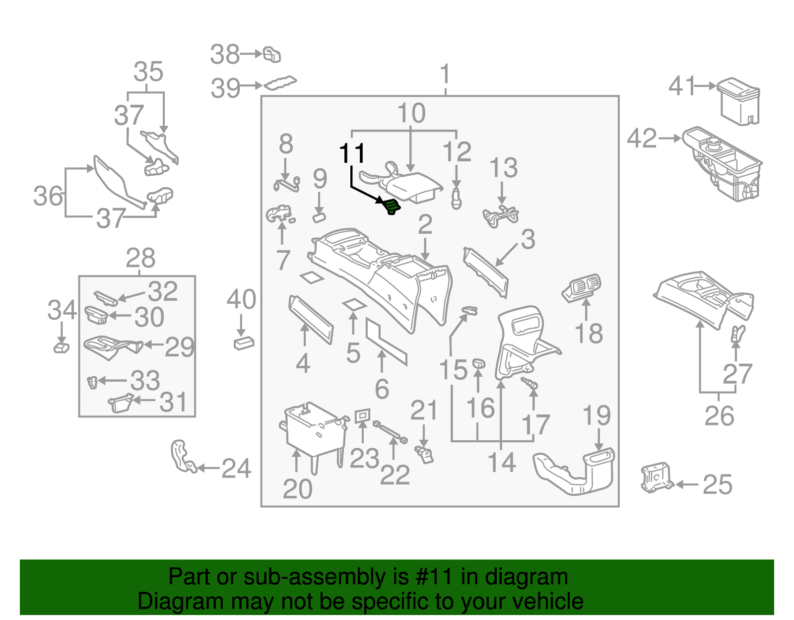 1995-2010 Toyota Center Console Latch 5890832050 | Toyota Parts Center