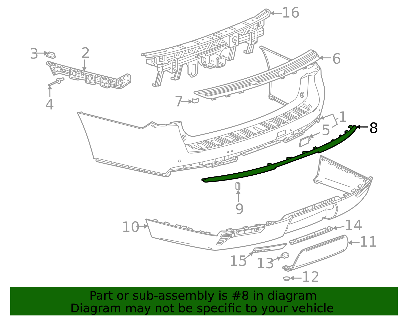 2021-2024 GM Nightrider Chrome Rear Bumper Fascia Molding 84371055 GM ...