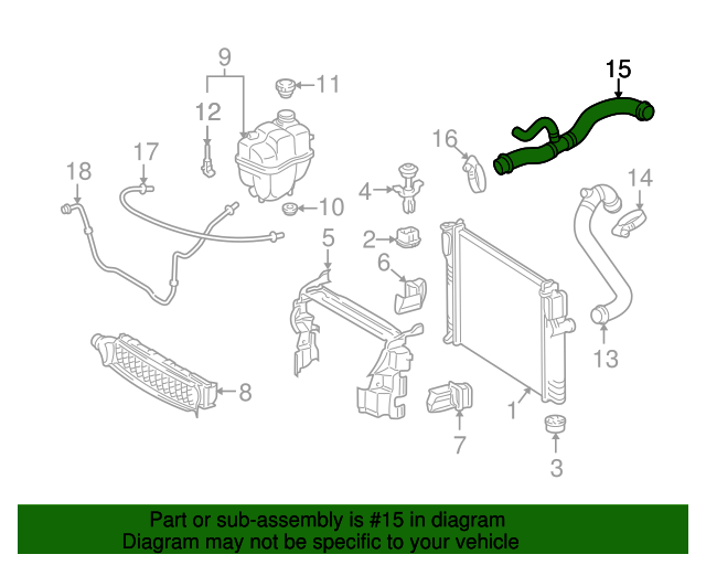 211-501-04-82 - Radiator Coolant Hose 2003-2005 Mercedes-Benz E 320 ...