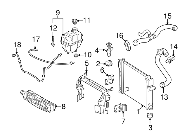 211-501-04-82 - Radiator Coolant Hose 2003-2005 Mercedes-Benz E 320 ...