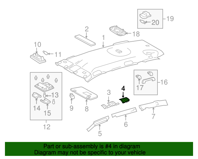 63364-0R010 - Headliner Support Bracket - 2006-2012 Toyota RAV4 | Nucar ...