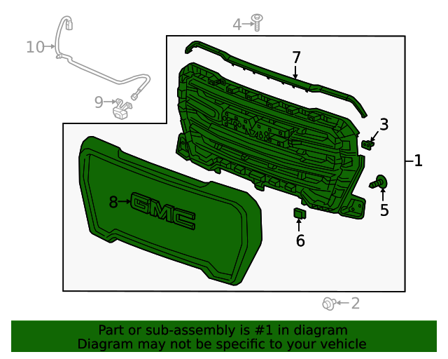 2019-2020 GMC Sierra 1500 Front Grille 84508682 | GMPartsDirect.com
