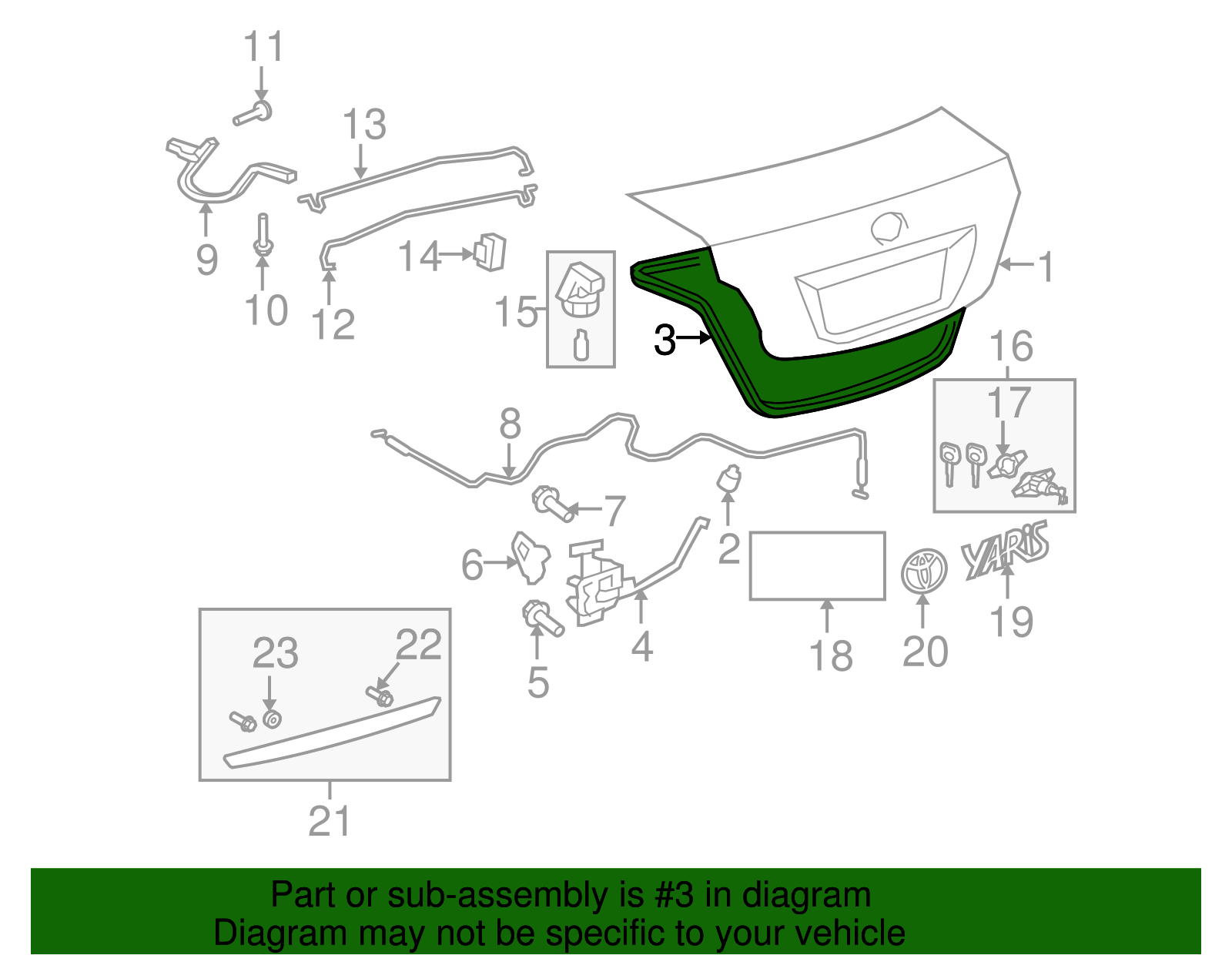 2007-2012 Toyota Yaris Weatherstrip 64461-52032 | OEM Parts Online