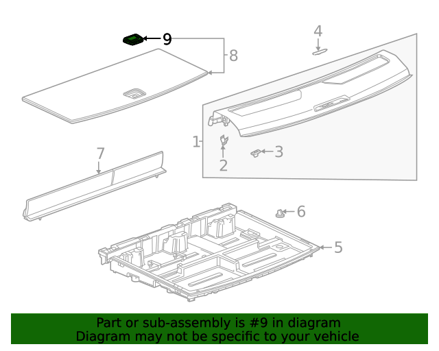 2021-2022 Cadillac Parchment Rear Compartment Floor Stowage Compartment ...