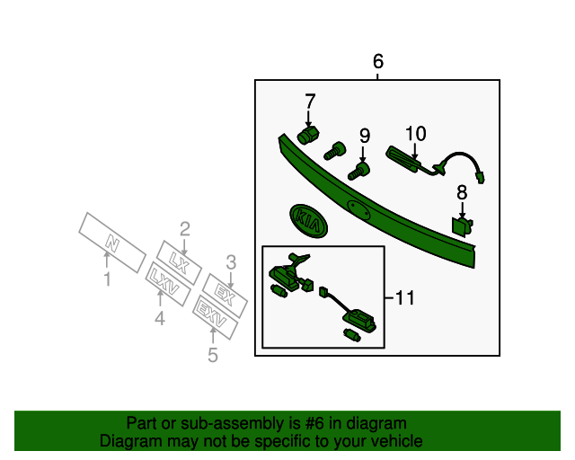 2007-2009 Kia Rondo Tail Gate Molding 87310-1D000 | Kia Automotive Parts