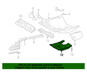 58398-02070 - Floor Pan Splash Shield 2014-2019 Toyota Corolla ...