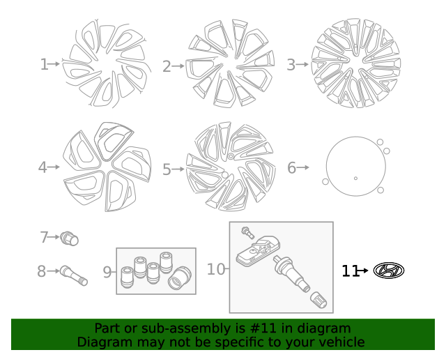 Genuine Center Cap for 2016-2018 Hyundai Tucson | Part# 52960-D3100 ...