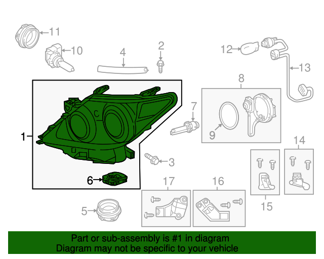 81145-60F80 - Composite Headlamp - 2013-2015 Lexus LX570 | My L Parts
