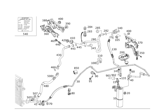 221-830-95-16 - Refrigerant Line 1994-2014 Mercedes-Benz | Mercedes ...