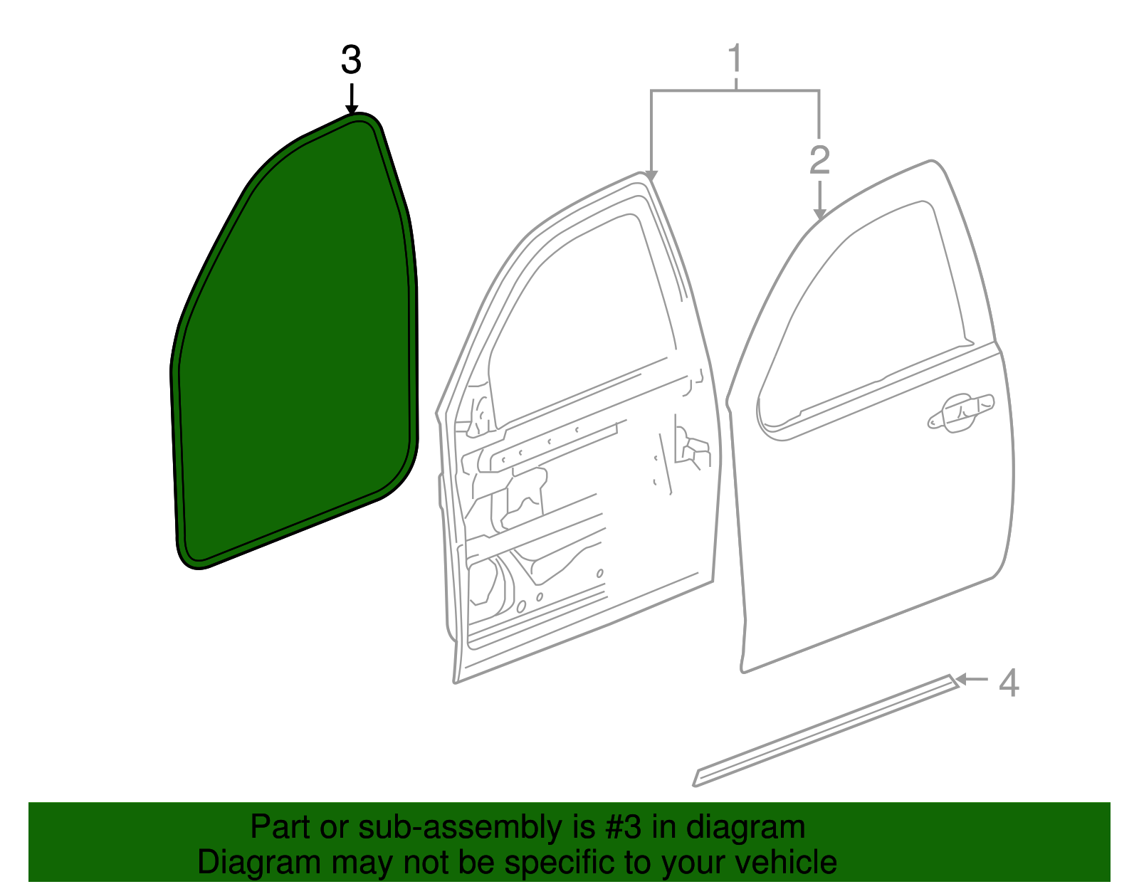 2007-2014 GM Passenger Side Front Door Weatherstrip 22766410 | Partners ...