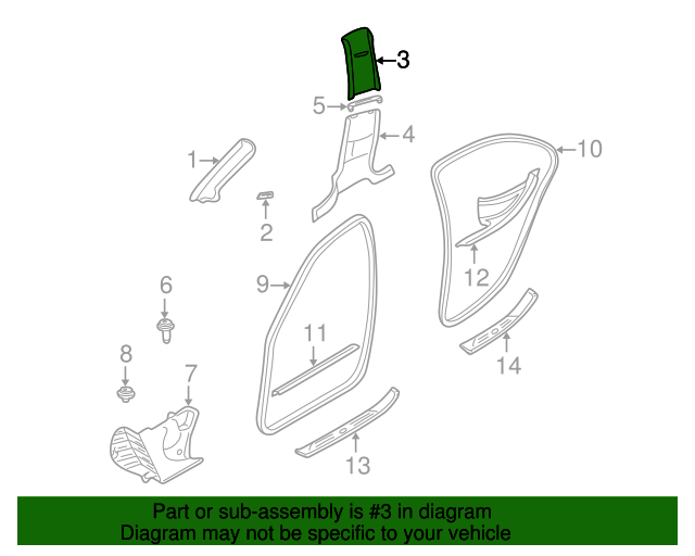 51-43-7-031-979 - Door Pillar Post Trim Set 2002-2008 BMW ...