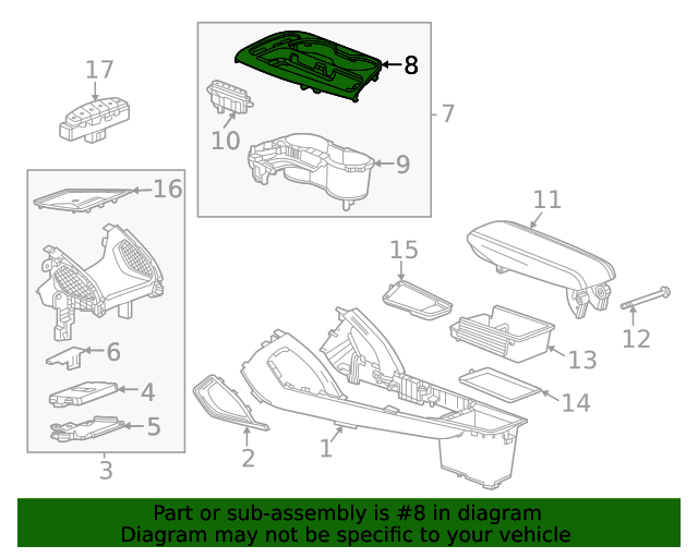 2021-2024 Chevrolet Trailblazer Pitch Dark Night Front Floor Console ...