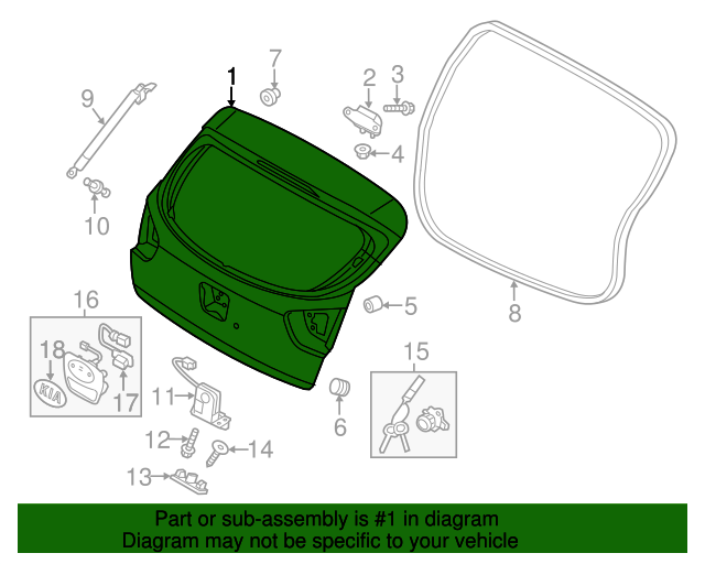 73700-1W220 - Lift Gate 2012-2017 Kia Rio | Kia.Parts Store
