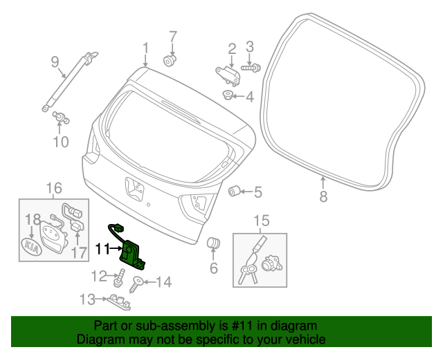 81230-1W201 - Latch 2013-2017 Kia Rio | Kia.Parts Store