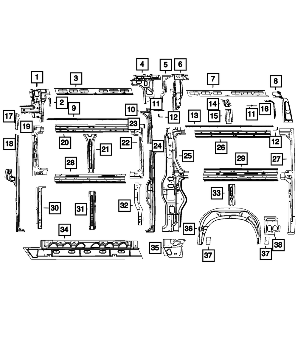 68223538AA - Roof Rail Reinforcement 2014-2025 Ram | Big 3 Auto Parts