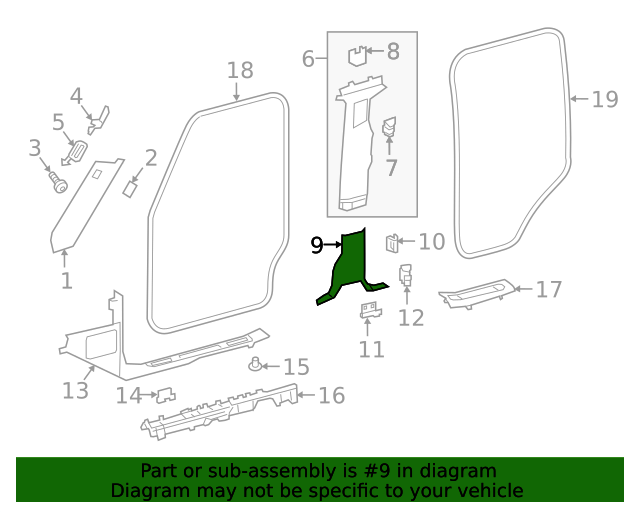 463-690-83-00-9051 - Lower Center Pillar Trim 2019-2023 Mercedes-Benz ...