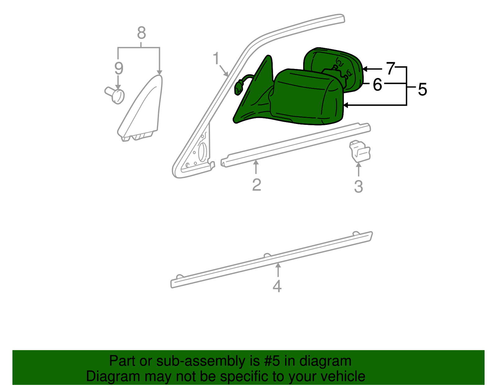 1997-1999 Toyota Camry Mirror Assembly - Frosted Iris - Right ...