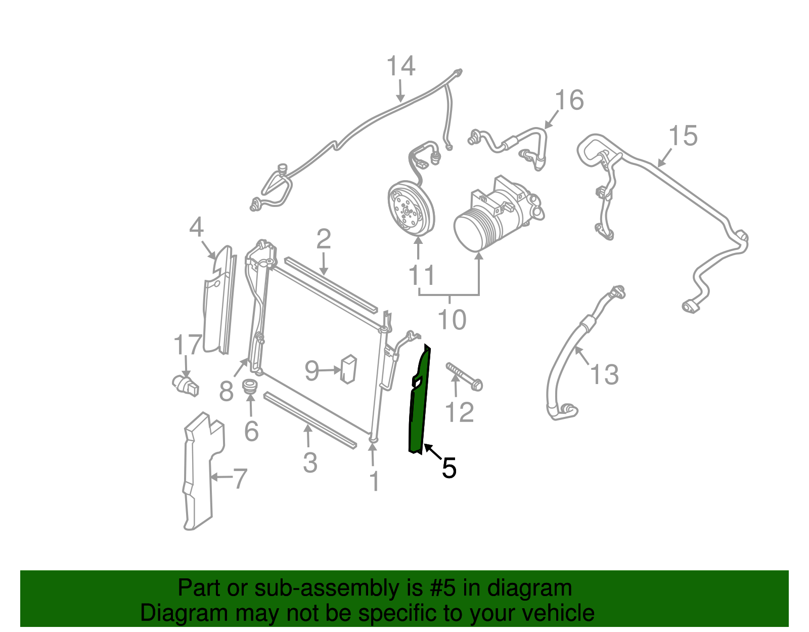 2004-2015 Nissan Condenser Assembly Seal 92185-9FD0A | QuirkParts