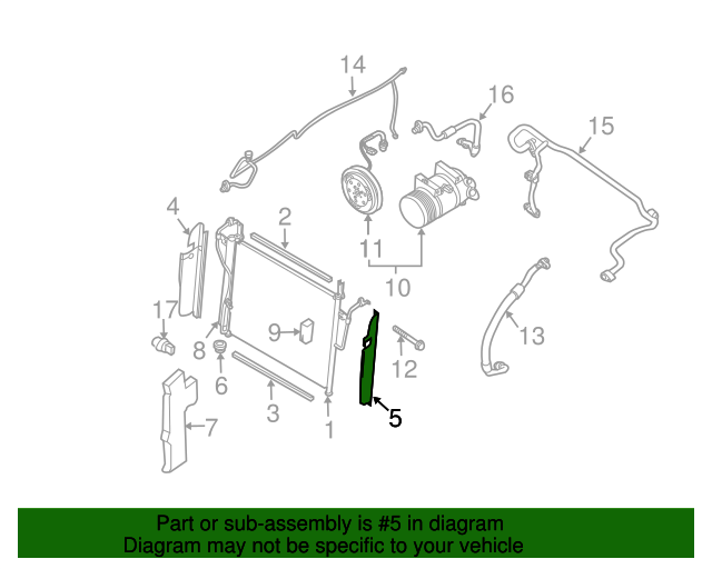 2004-2015 Nissan Condenser Assembly Seal - Driver's Side (LH) 92185 ...