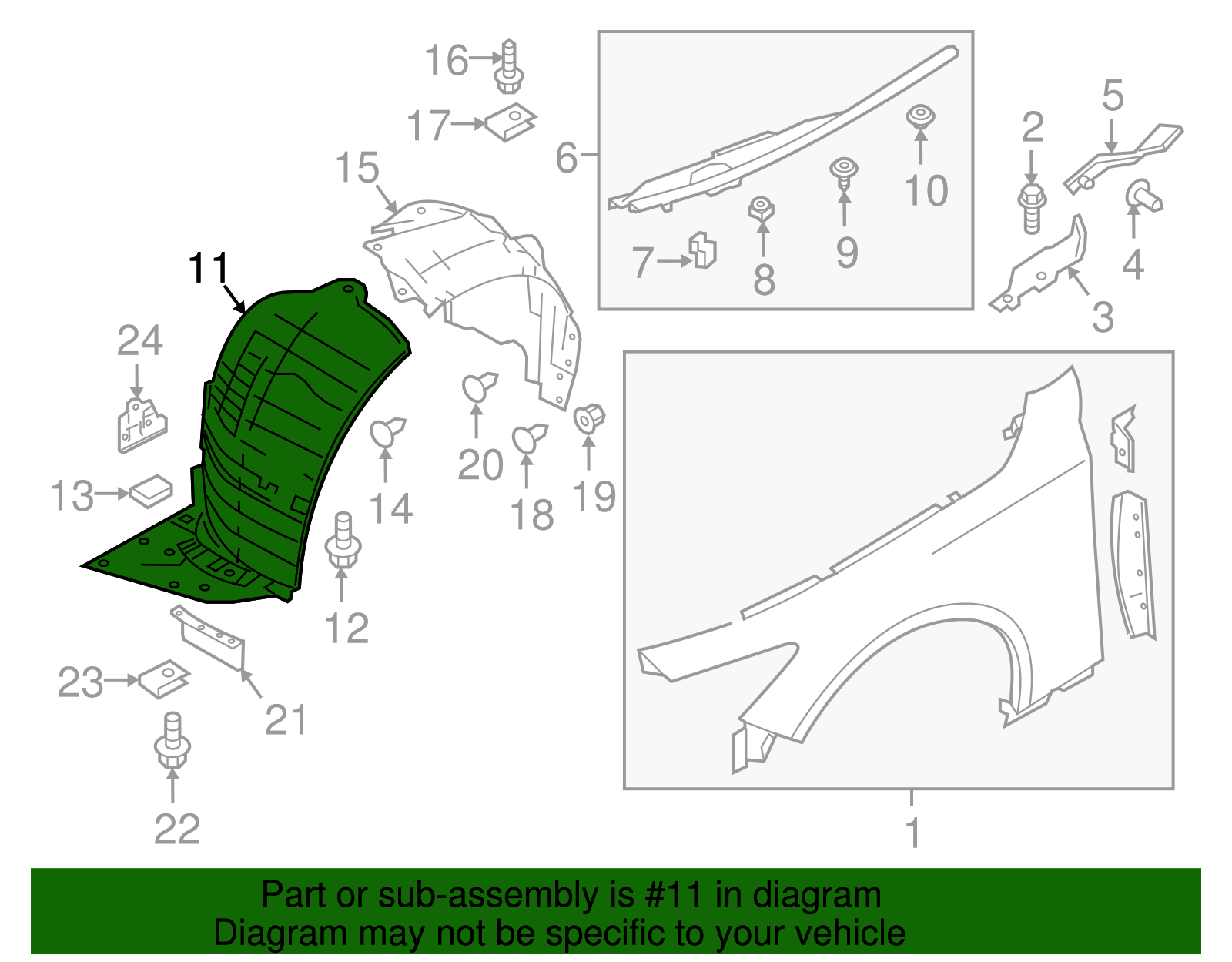 2017-2020 Infiniti Q60 Ft Fender Liner 638455CA0A | Retail Performance ...