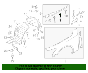 2014-2020 Infiniti Fender Ledge Cover Retainer Clip 65877-4GA0B ...