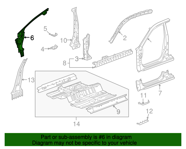 64115-TA5-A00ZZ - Pillar, R Front (Inner) - 2008-2012 Honda Accord ...